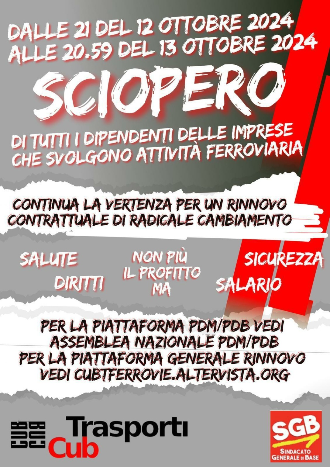 Norme tecniche: Sciopero personale ferroviario del 12/13 ottobre 2024 - CUB