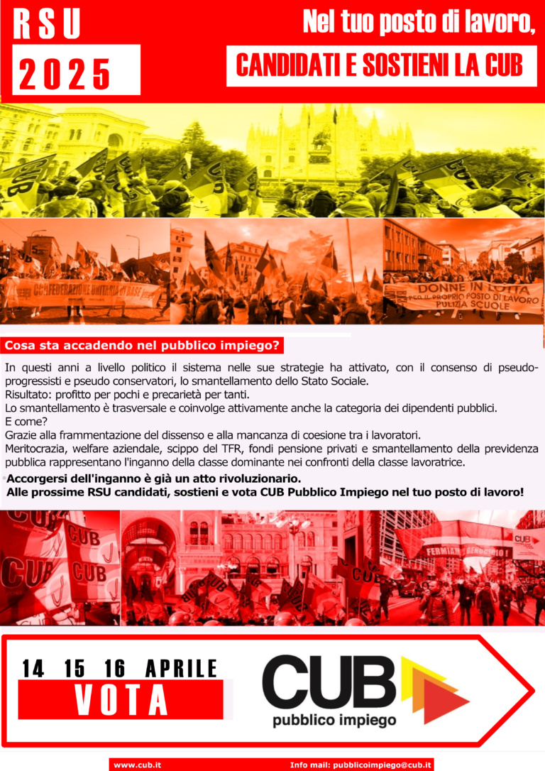 Pubblico Impiego: Elezioni RSU 2025 - CUB